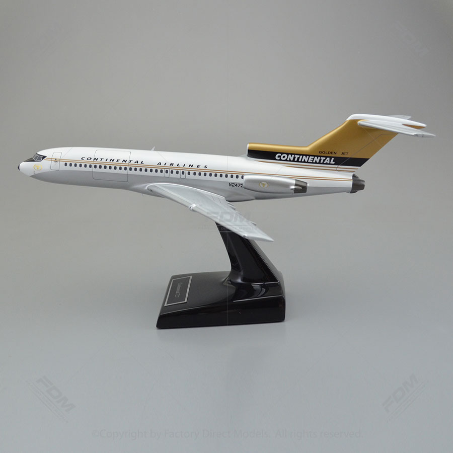 Boeing 727-100 Continental Golden Jet Airplane Model | Factory Direct ...