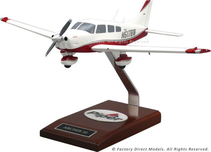 Piper PA-28 Archer III Wooden Aircraft Model | Factory Direct Models